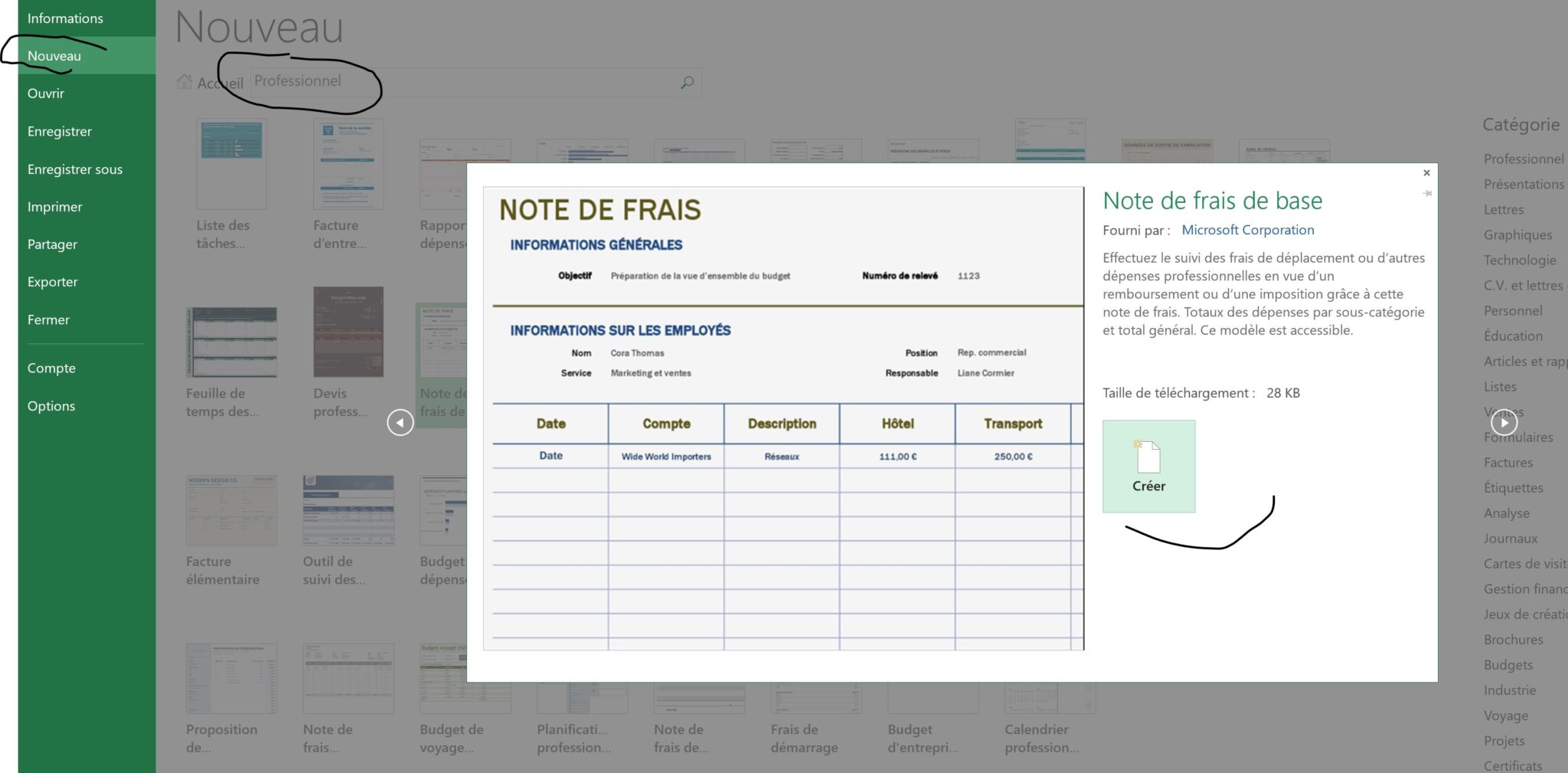 Modèle de Notes de frais